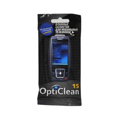 Салфетки влажные OC-48176 "OPTI CLEAN" очищающие для мобильных телефонов (20х10см) в мягкой упаковке (15шт) авангард