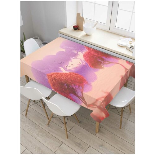 Скатерть прямоугольная JoyArty на кухонный стол "Параллель природы" из оксфорда, 180x145 см