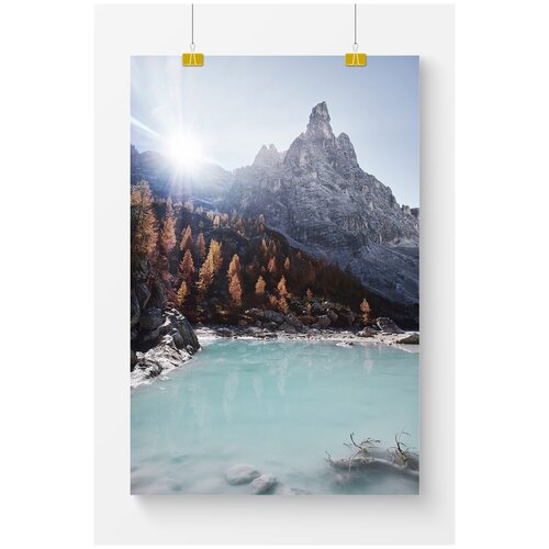 Постер для интерьера Postermarkt Голубое озеро в горах, 50х70 см, в тубусе