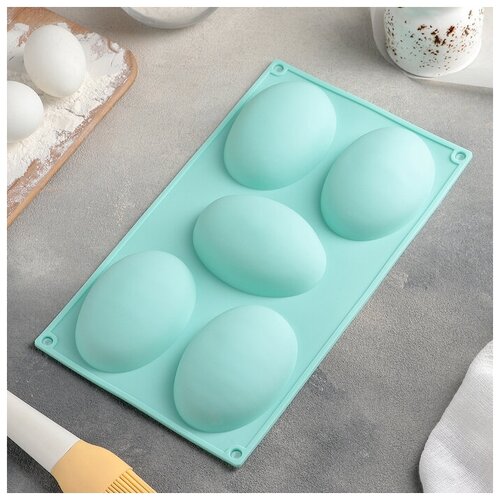Форма силиконовая для выпечки Доляна «Яйцо», 30×17,5 см, 5 ячеек (10×7×3,5 см), цвет микс