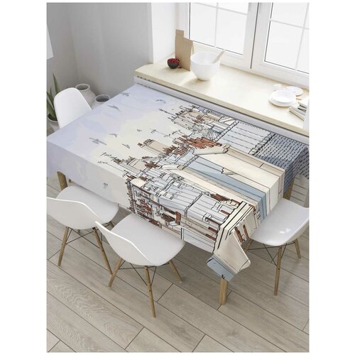 Скатерть прямоугольная JoyArty на кухонный стол "Городской пейзаж" из оксфорда, 180x145 см