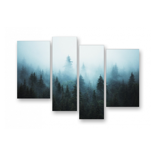 Модульная картина на холсте | Diva Kartina | Природа. Таинственный лес в тумане | 70X50 см