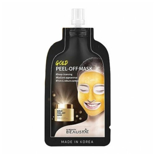 BEAUSTA Маска-плёнка для лица очищающая с частицами золота Gold Peel Off Mask, 20 мл