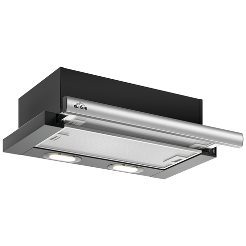 Плоская вытяжка ELIKOR Интегра 60, цвет корпуса черный/нержавейка, цвет окантовки/панели серебристый