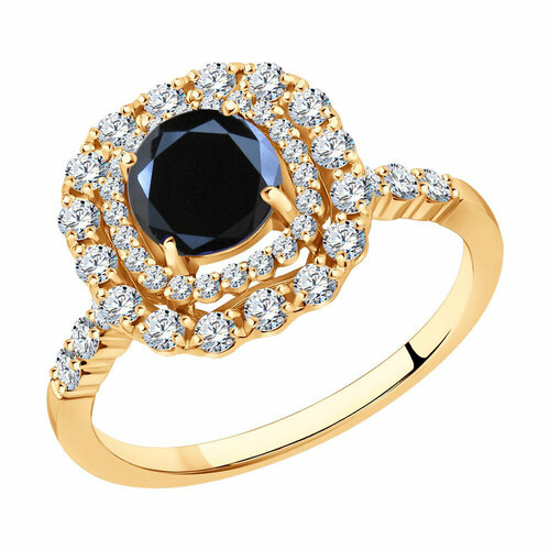 Кольцо Diamant online, золото, 585 проба, бриллиант, сапфир, размер 19.5