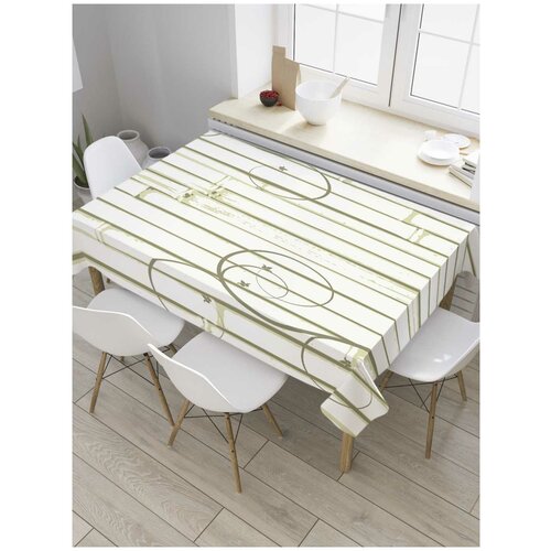 Скатерть прямоугольная JoyArty на кухонный стол "Завитки на бамбуке" из оксфорда, 180x145 см