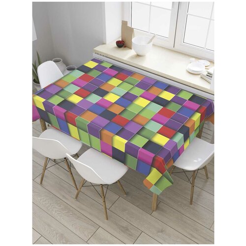 Скатерть прямоугольная JoyArty на кухонный стол "Кубическая мозаика" из оксфорда, 180x145 см