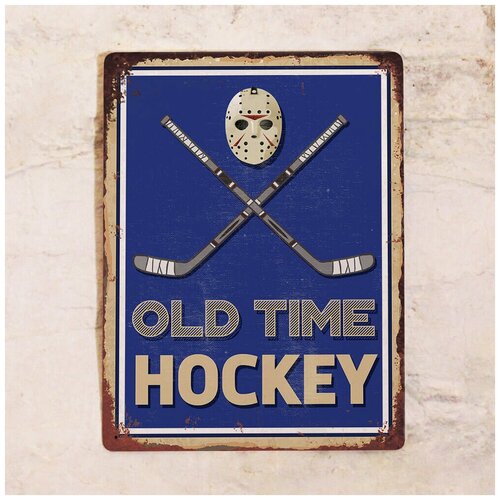 Жестяная табличка Old Time Hockey, металл, 30Х40 см