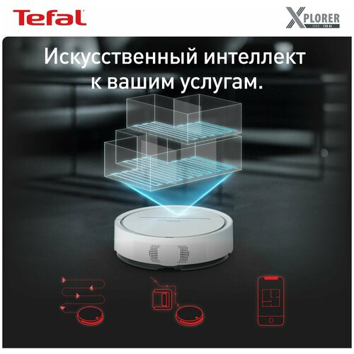 Робот-пылесос 2в1 Tefal X-plorer Serie 120 Animal & Allergy RG7867WH работает с Алисой, с сухой и влажной уборкой до 2ч, белый