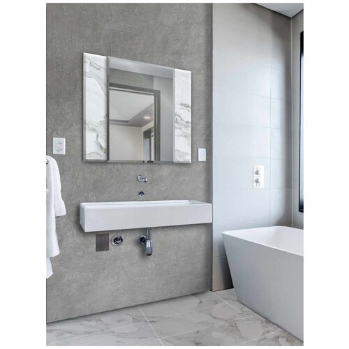 Зеркало в ванную, настенное, влагостойкое, белый мрамор