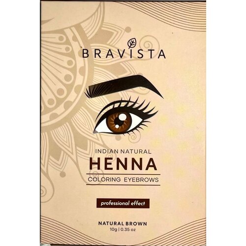 Indian natural HENNA, coloring eyebrows, NATURAL BROWN, Bravista (Индийская натуральная ХНА, краска для бровей, натуральный коричневый, Брависта), 10 г.
