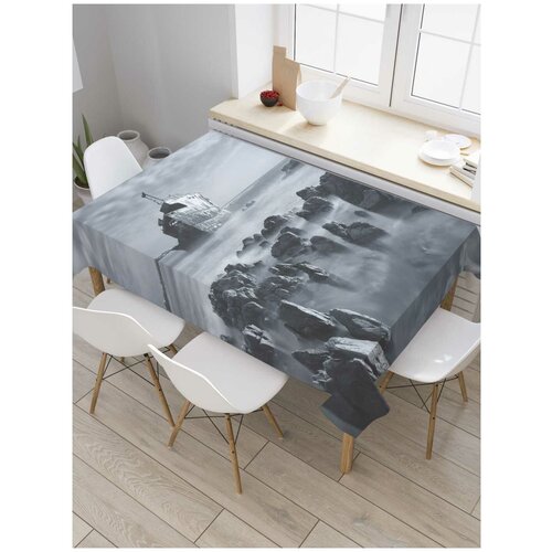 Скатерть прямоугольная JoyArty на кухонный стол "Берег в скалах" из оксфорда, 120x145 см