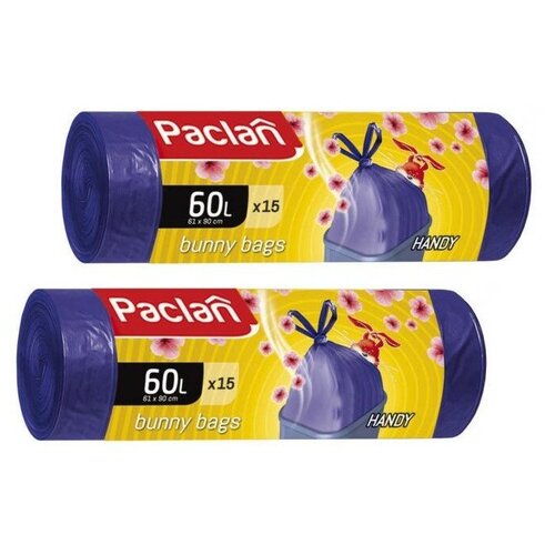 Мешки для мусора Paclan Bunny bags aroma 60 л, 15 шт , 2 рулона