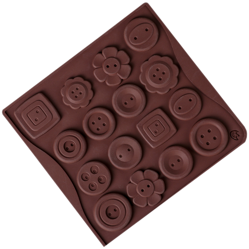 Форма для шоколада Доляна Пуговки, 16 ячеек, коричневый