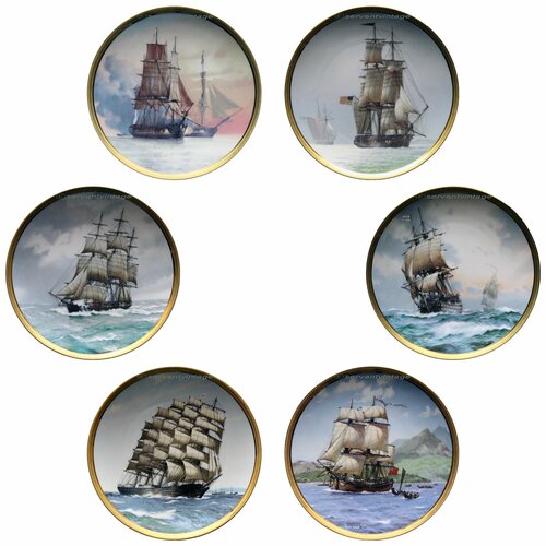 Парусники золотого века (первый выпуск) серия коллекционных декоративных настенных винтажных тарелок Franklin Mint