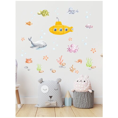 Наклейка интереьерная на стену Подводный мир для детской, гостиной, спальни Lisadecor-shop