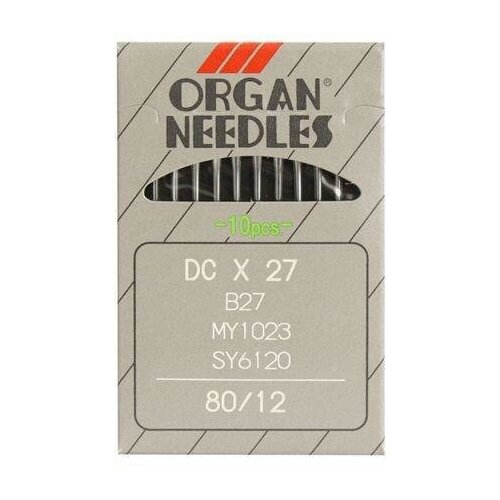 Иглы для оверлочных промышленных швейных машин "Organ Needles", №80, 10 штук (арт. DCx27)