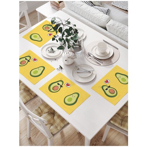 Комплект салфеток JoyArty "Влюбленные авокадо" для сервировки стола (32х46 см, 4 шт.)