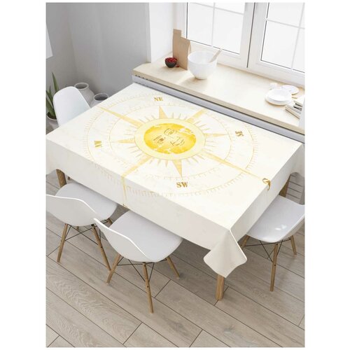 Скатерть прямоугольная JoyArty на кухонный стол "Солнечный компас" из оксфорда, 180x145 см