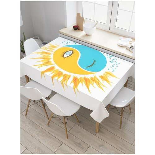 Скатерть прямоугольная JoyArty на кухонный стол "Противоположность стихий" из оксфорда, 180x145 см