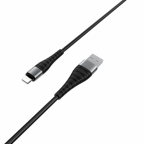 USB кабель BOROFONE BX32 Munificent Lightning 8-pin, 1м, 5A, нейлон (черный)