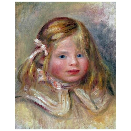Репродукция на холсте Девочка с розовой лентой в волосах Ренуар Пьер 50см. x 63см.