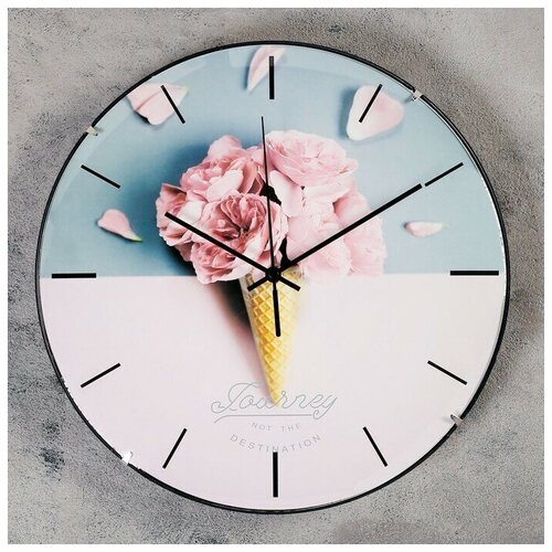 Часы настенные, серия: Интерьер, "Розовый рожок", плавный ход, d 30 см