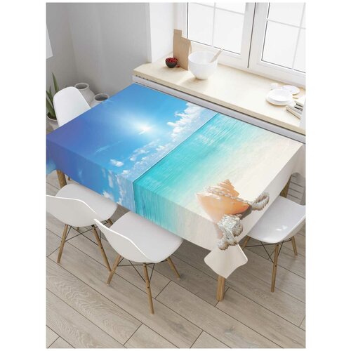 Скатерть прямоугольная JoyArty на кухонный стол "Ракушка хочет отдохнуть" из оксфорда, 120x145 см