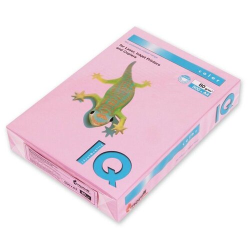 Бумага цветная А4 500 л, IQ COLOR, 80 г/м2, розовый, PI25 IQ