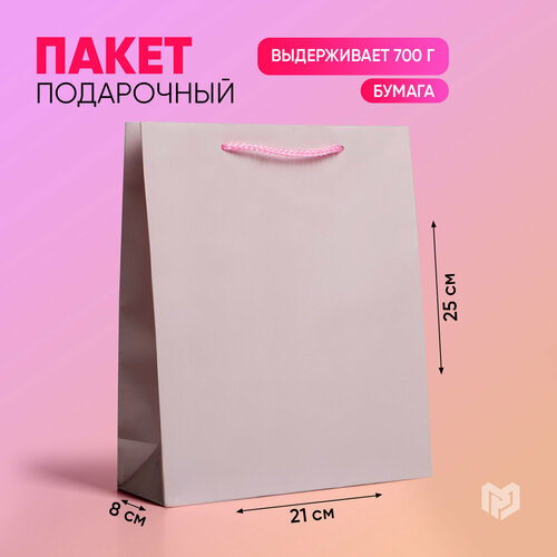 Пакет подарочный ламинированный «Розовый», ML 23 х 27 х 8 см