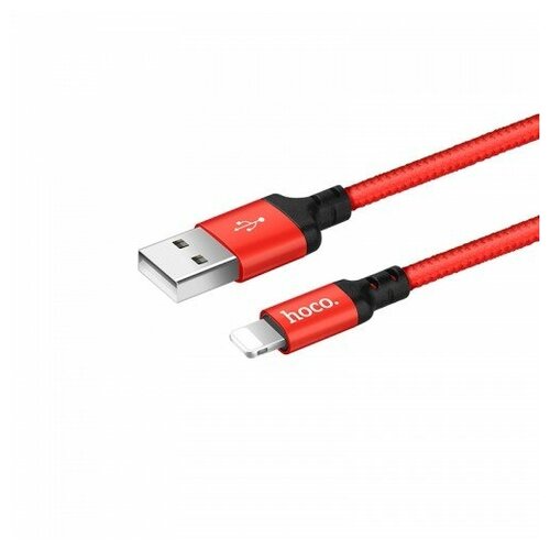 Кабель HOCO X14 USB - Lightning 1.0м 2.0A силикон (Красный-черный)