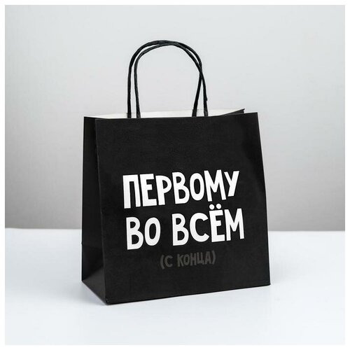Пакет подарочный Первому во всем , 22 x 22 x 11 см