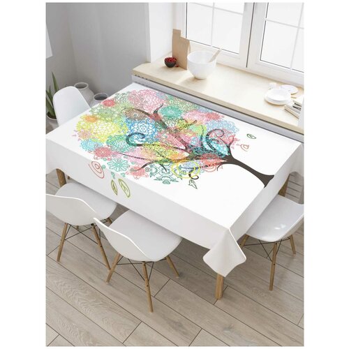 Скатерть прямоугольная JoyArty на кухонный стол "Кружевное дерево" из оксфорда, 180x145 см