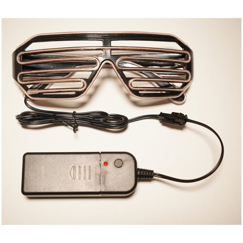 Светящиеся очки с белой неоновой подсветкой и блоком питания от батареек