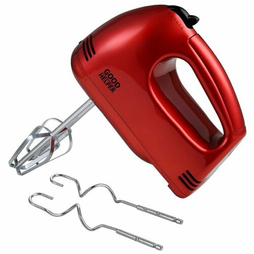 Миксер GOODHELPER HM-373, ручной, 300 Вт, 5 скоростей, 2 насадки, красный (комплект из 2 шт)