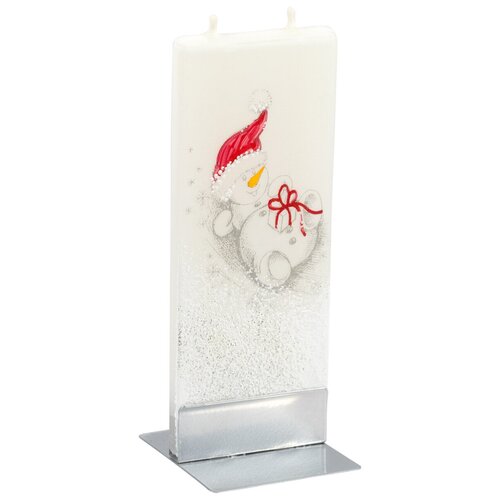 Свеча декоративная FLATYZ 60х7х150 мм снеговичок на подставке