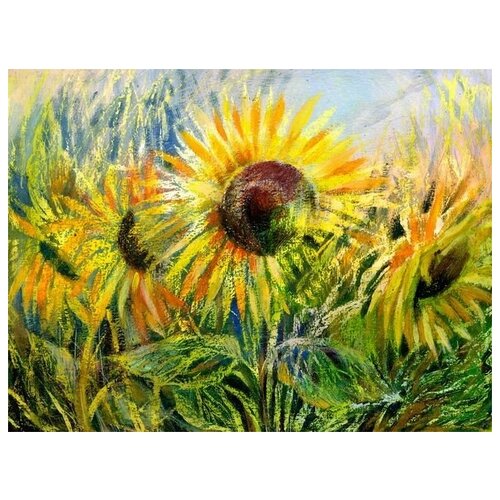 Постер на холсте Подсолнухи (Sunflowers) №10 53см. x 40см.