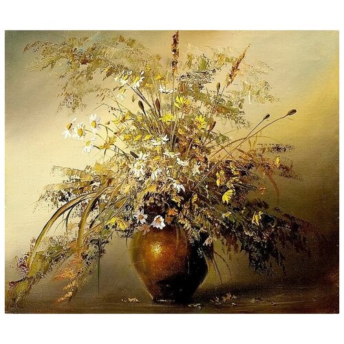 Постер на холсте Цветы в вазе (Flowers in a vase) №81 35см. x 30см.