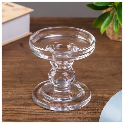 --- Подсвечник стекло на 1 свечу "Креманка" прозрачный 8,5х8,5х8,5 см