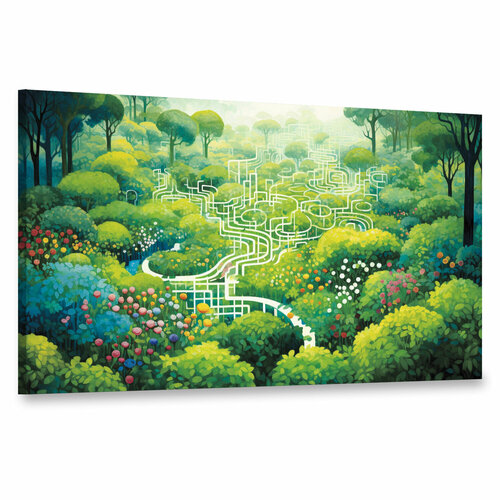 Интерьерная картина 100х60 "Зеленый лабиринт"