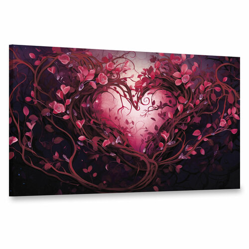 Интерьерная картина 100х60 "Сердце из цветов"