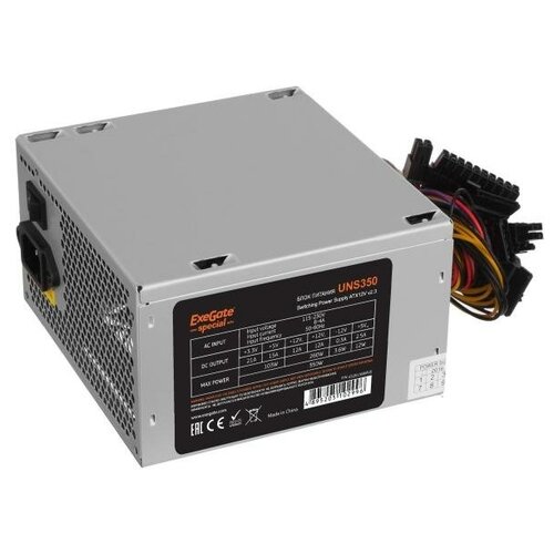 Exegate ES261566RUS-S Блок питания Special UNS350, ATX, SC, 12cm fan, 24p+4p, 3*SATA, 2*IDE, FDD + кабель 220V с защитой от выдергивания