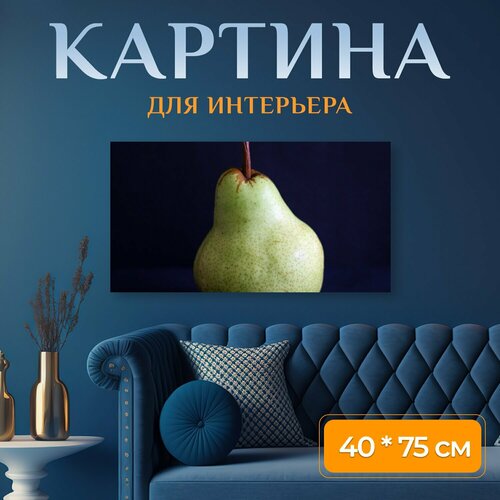 Картина на холсте "Груша, фрукты, натюрморт" на подрамнике 75х40 см. для интерьера