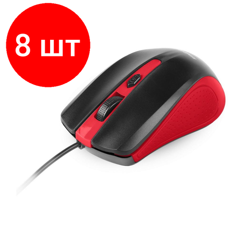 Комплект 8 штук, Мышь компьютерная Smartbuy ONE 352 провод, красно-черная (SBM-352-RK) / 100