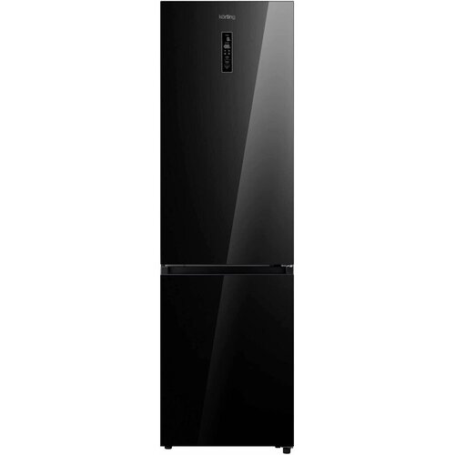 Холодильник Korting KNFC 62029 XN/W/X, черное стекло