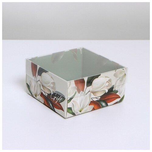 Коробка для кондитерских изделий с PVC крышкой «Цветы», 12 х 6 х 11,5 см (5 шт)