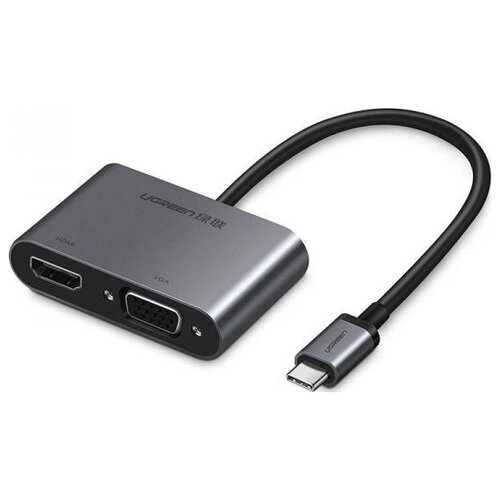 Переходник/адаптер UGreen USB type-c - HDMI/VGA CM162, 0.1 м, 1 шт., серый космос
