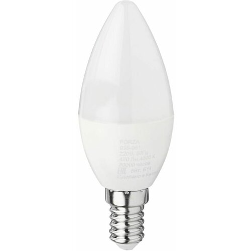 FORZA Лампа светодиодная свеча С37 5W, E14, 420lm 4000К