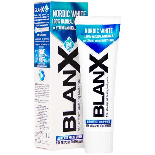 Зубная паста BlanX Nordic White отбеливающая, 75 мл, белый