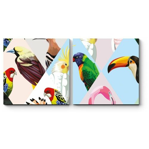 Модульная картина Тропические птицы160x80